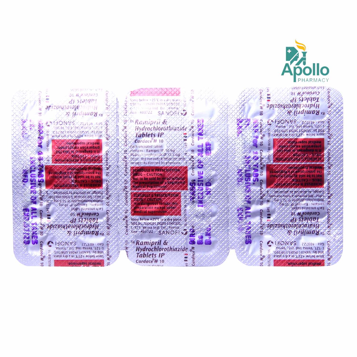 Cardace H 10 Tablet 10's Price, Uses, Side Effects, Composition ...