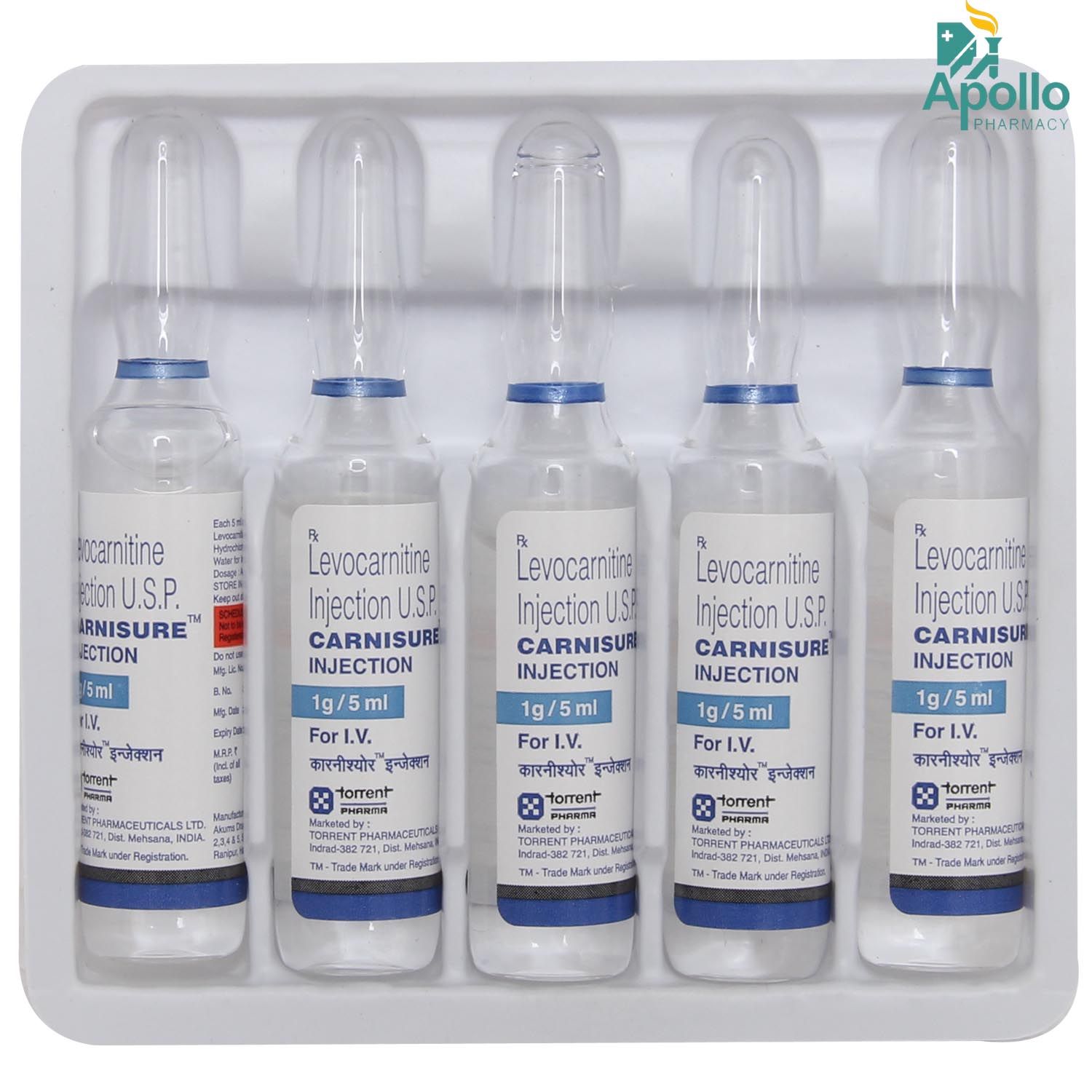 CARNISURE 1GM INJECTION 5ML Price, Uses, Side Effects, Composition ...