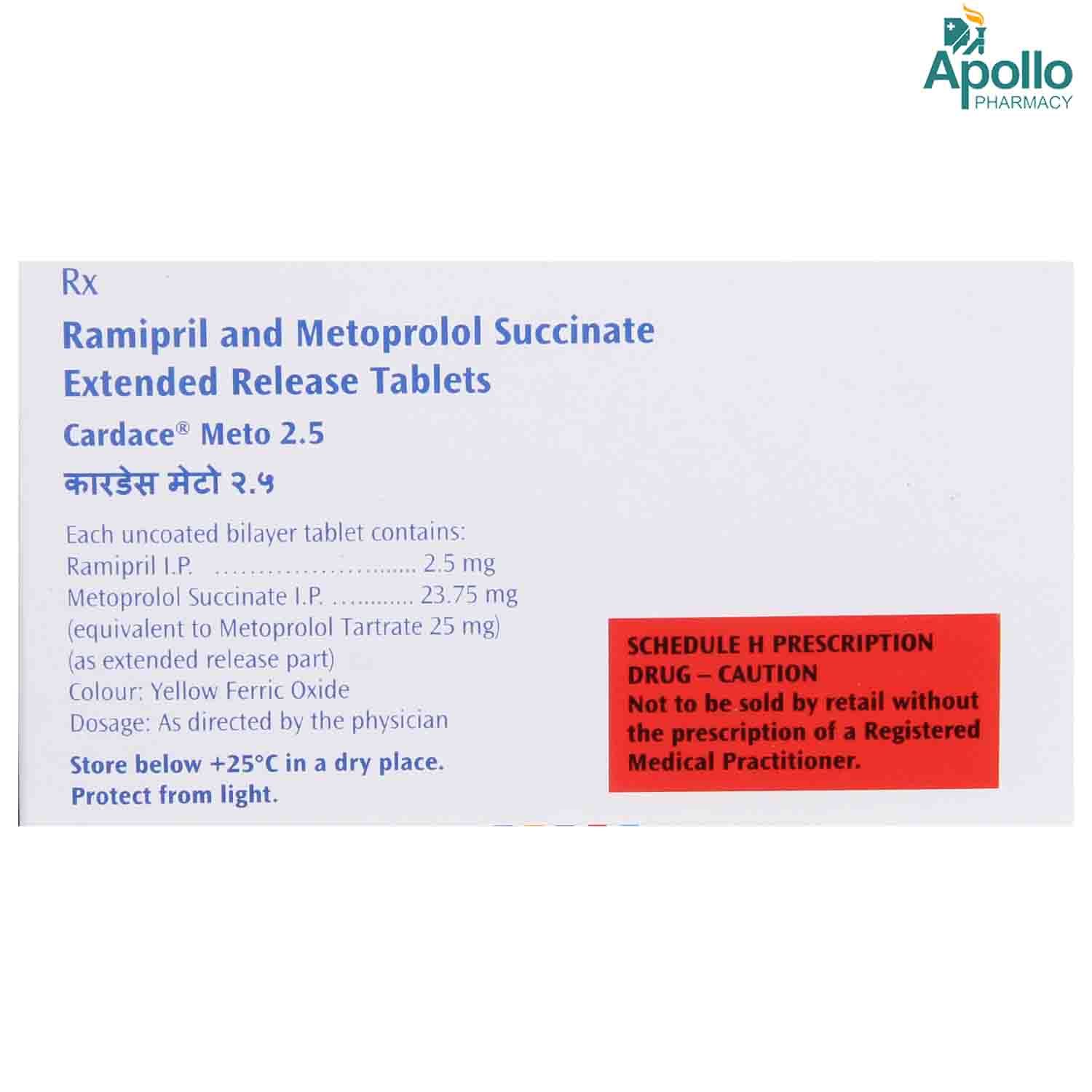 Cardace Meto 2.5 Tablet 10's Price, Uses, Side Effects, Composition ...
