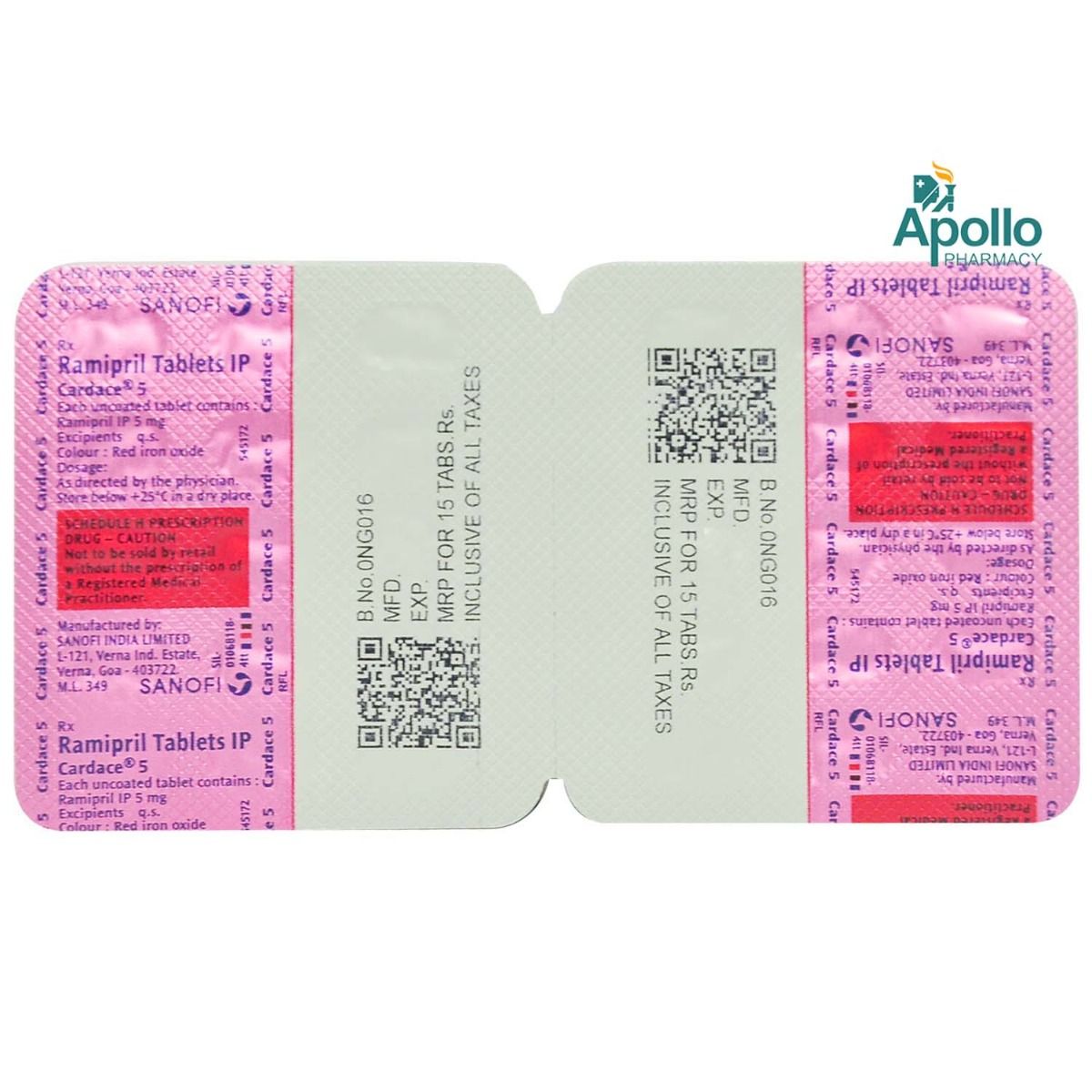 Cardace 5 Tablet 15's Price, Uses, Side Effects, Composition - Apollo ...