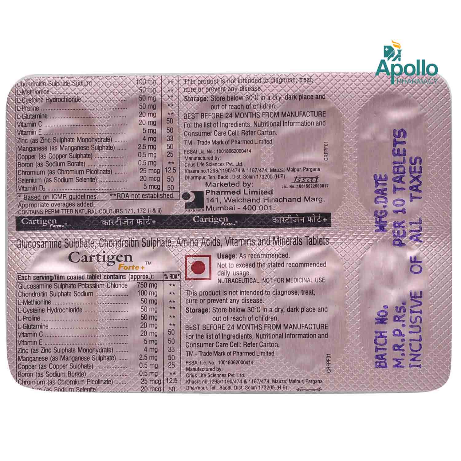 Cartigen Forte Plus Tablet 10's Price, Uses, Side Effects, Composition ...