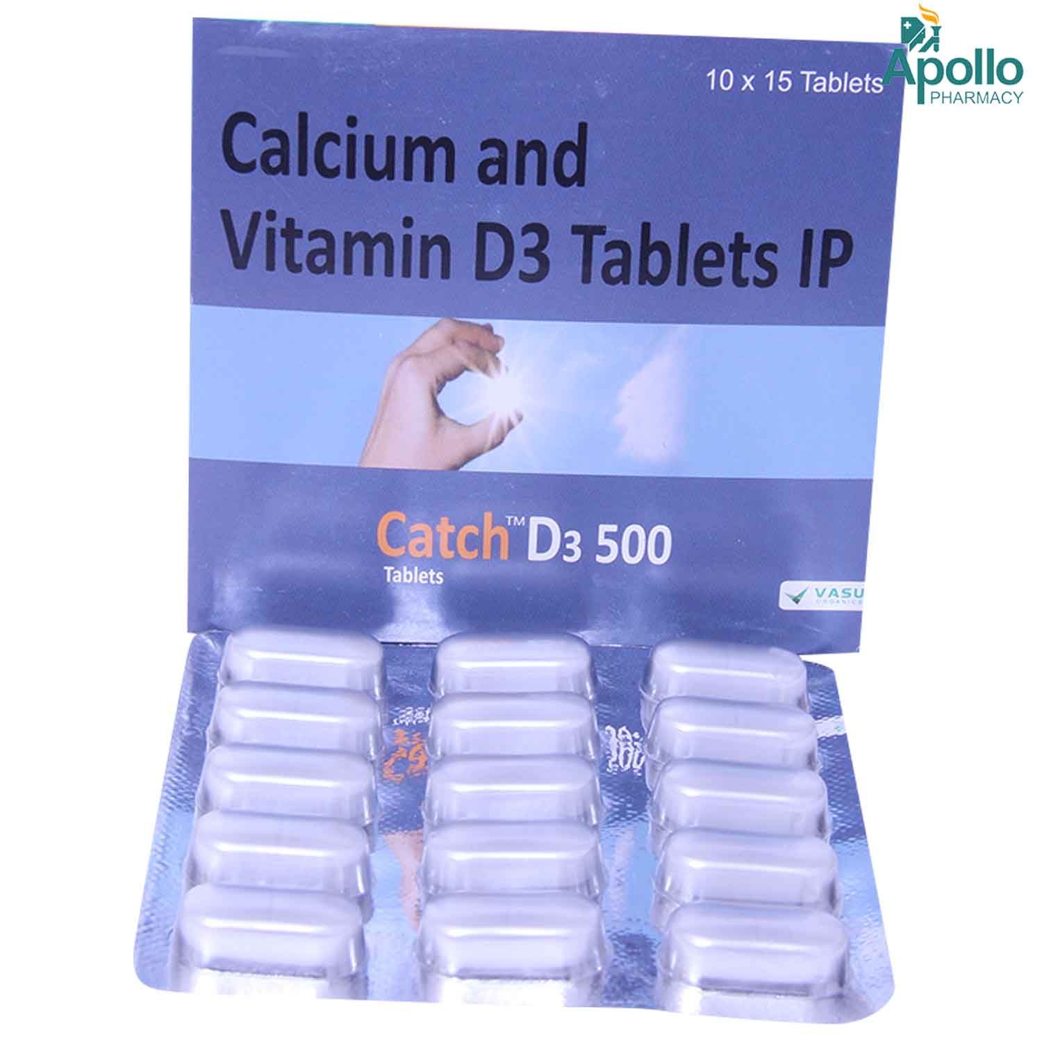 Catch D3 500 Tablet 15's Price, Uses, Side Effects, Composition ...