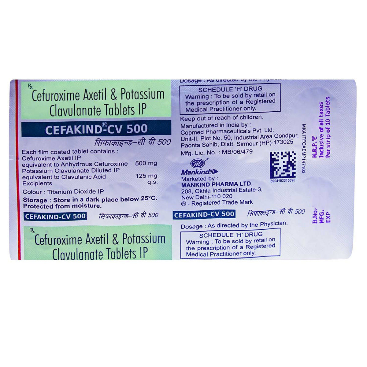 Cefakind-CV 500 Tablet 10's Price, Uses, Side Effects, Composition ...