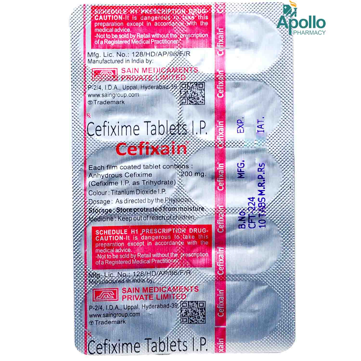 Cefixain 200 mg Tablet 10's Price, Uses, Side Effects, Composition ...