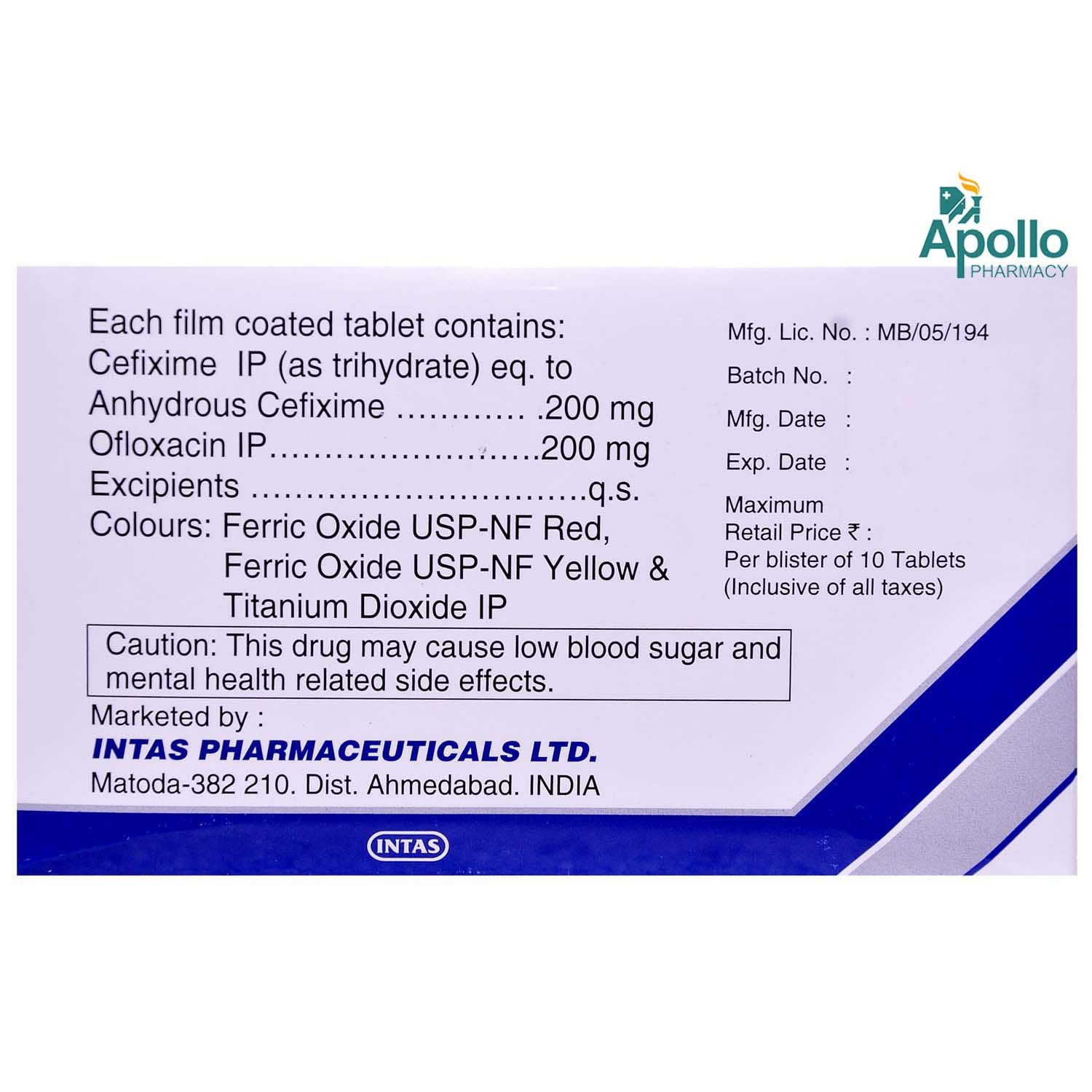 CEFTAS O TABLET Price, Uses, Side Effects, Composition - Apollo Pharmacy