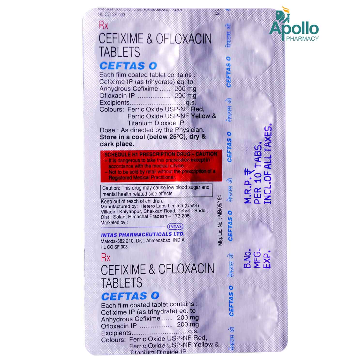 CEFTAS O TABLET Price, Uses, Side Effects, Composition - Apollo Pharmacy