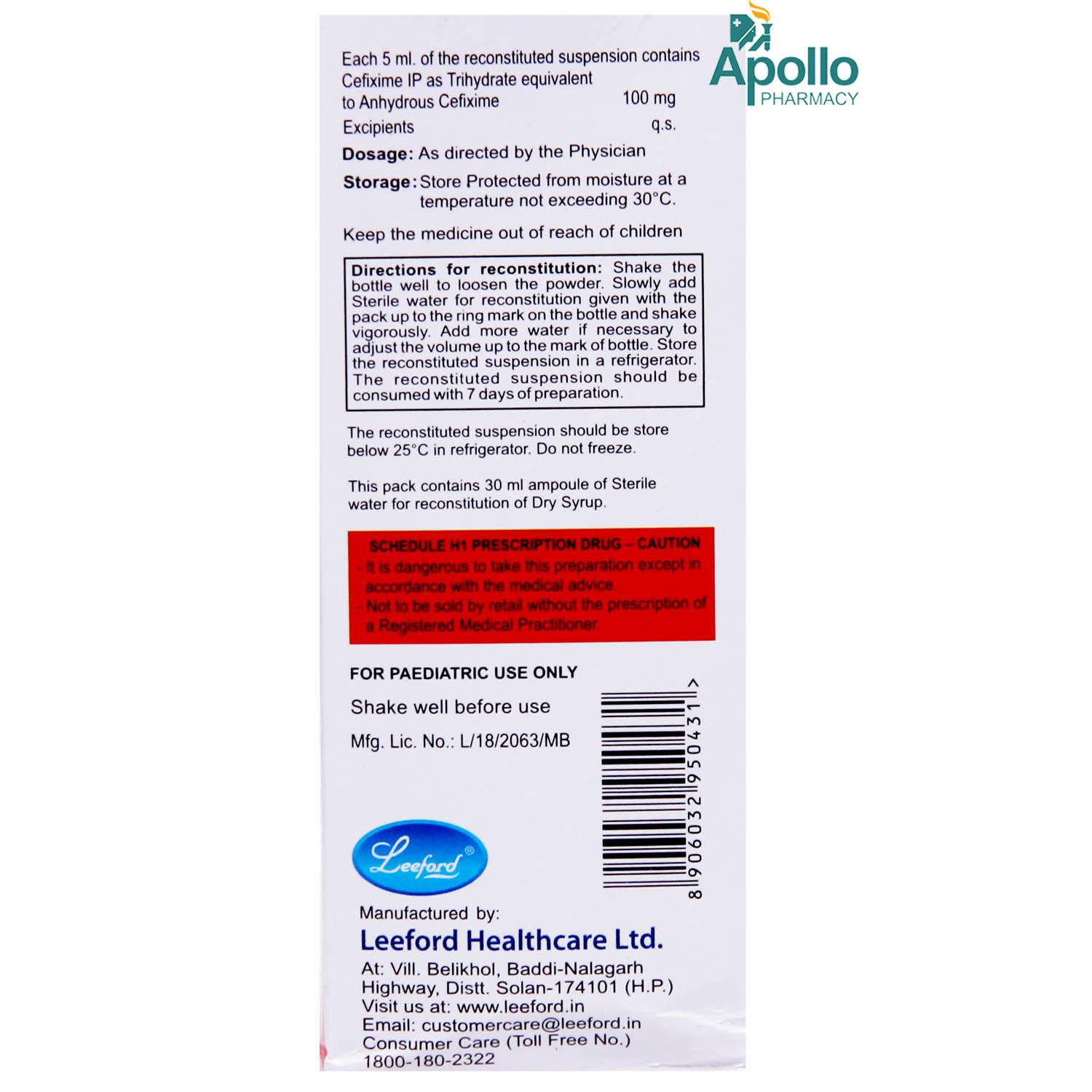 Cefitaxe 100 mg Syrup 30 ml Price, Uses, Side Effects, Composition ...