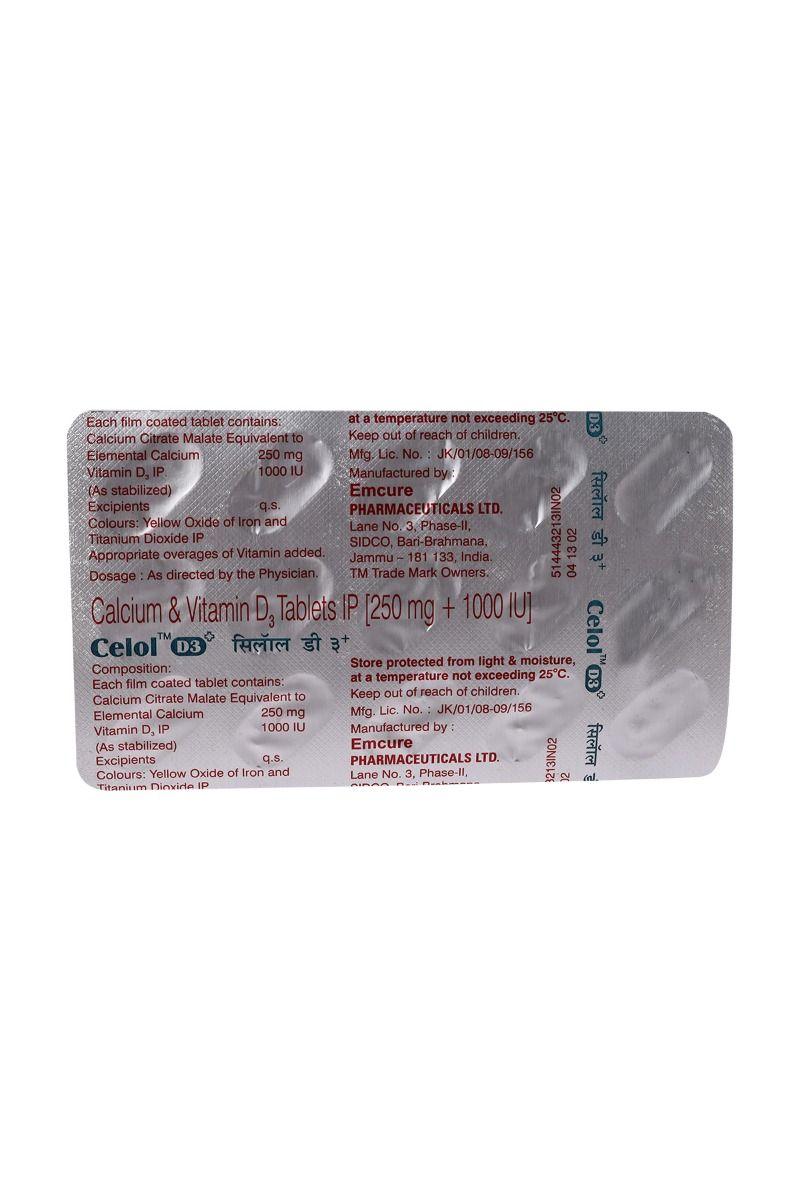 Celol D3 Plus Tablet 15's Price, Uses, Side Effects, Composition ...