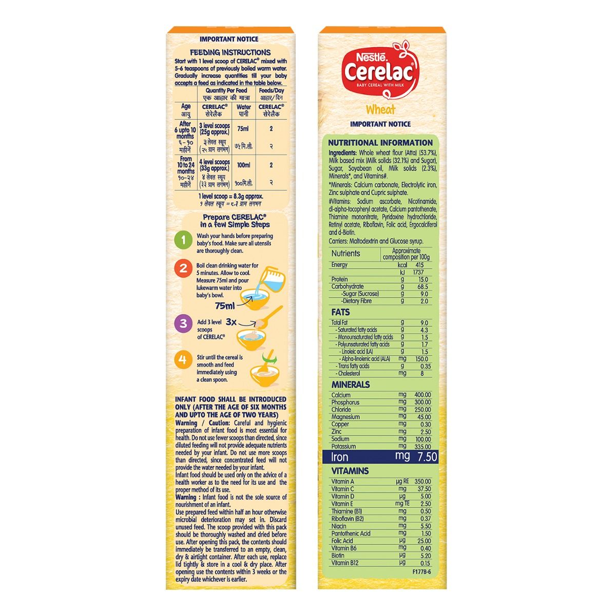 Nestle Cerelac Baby Cereal with Milk Wheat (From 6 to 12 Months) Powder ...