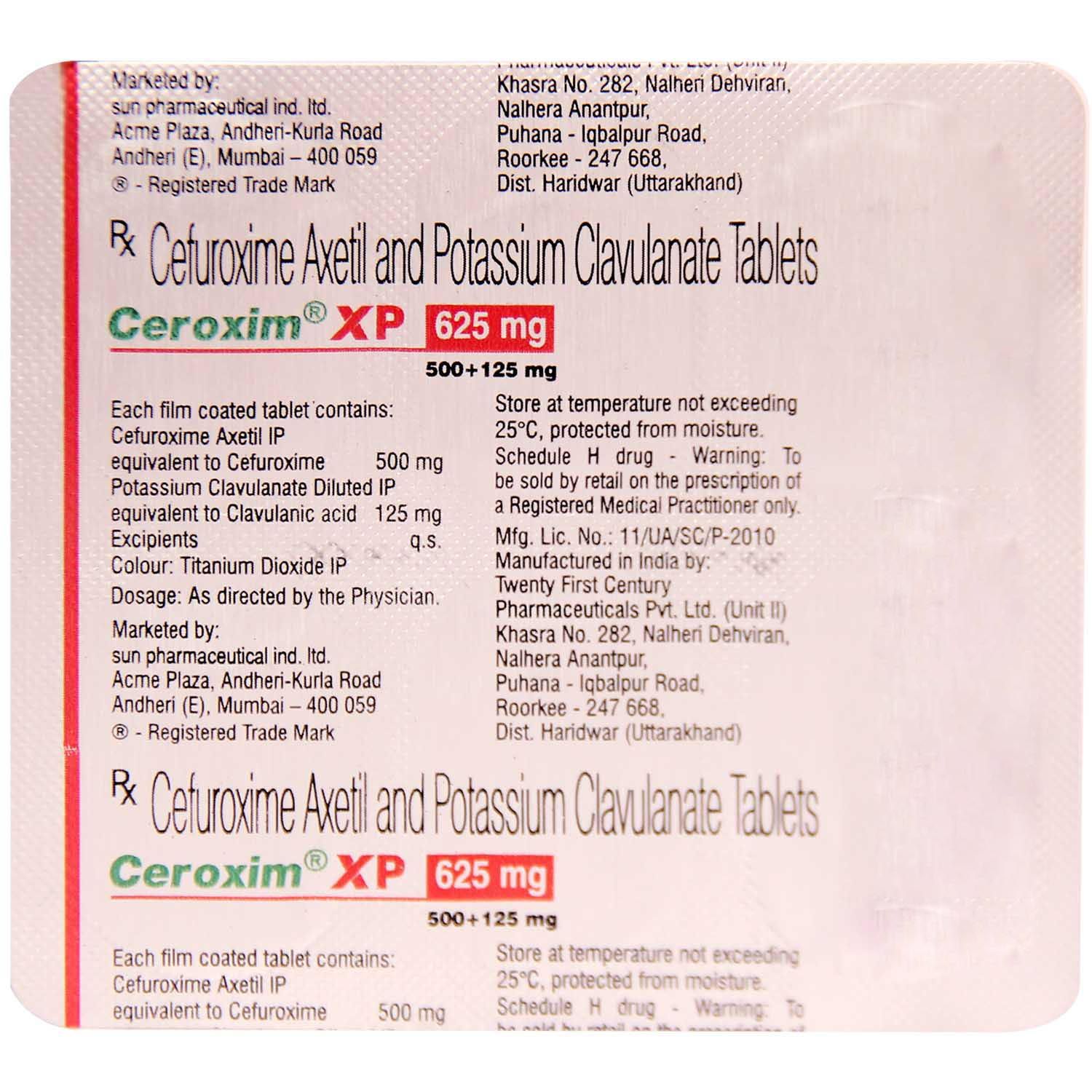 CEROXIM XP 625MG TABLET Price, Uses, Side Effects, Composition - Apollo ...