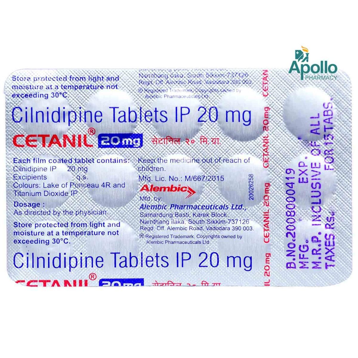 Cetanil 20mg Tablet 15's Price, Uses, Side Effects, Composition ...