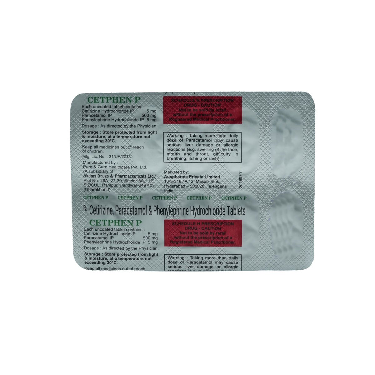 Cetphen P 5/500/5 mg Tablet 10's Price, Uses, Side Effects, Composition ...