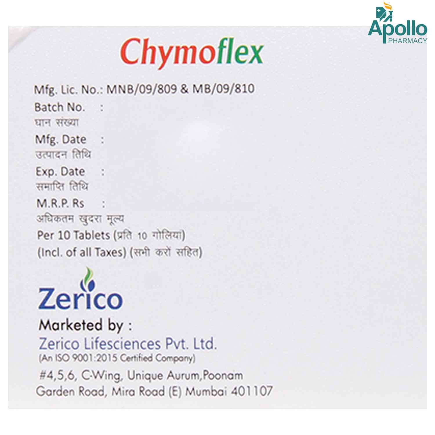 CHYMOFLEX TABLET 10'S Price, Uses, Side Effects, Composition - Apollo ...