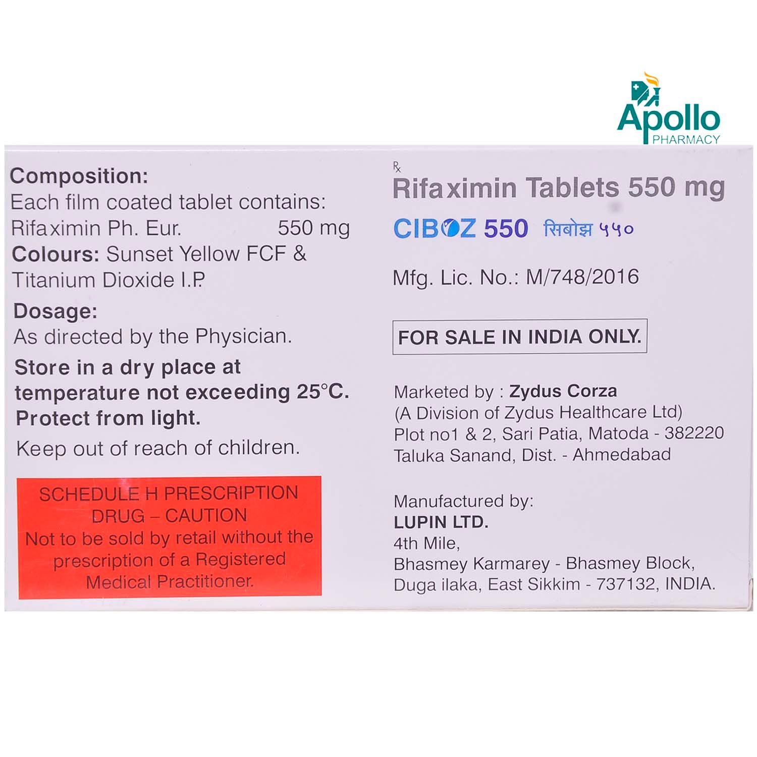 CIBOZ 550MG TABLET Price, Uses, Side Effects, Composition - Apollo Pharmacy