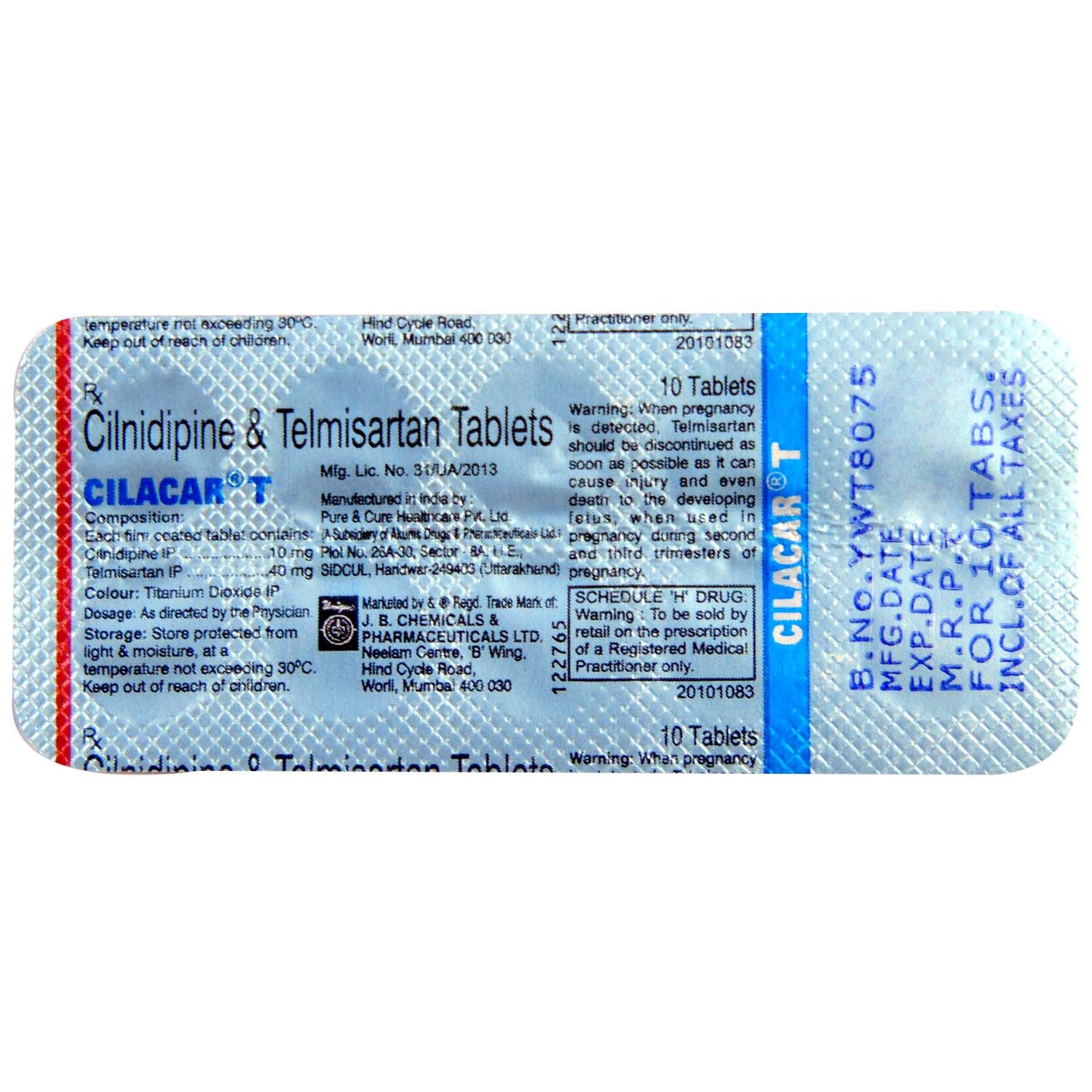 Cilacar T Tablet 10's Price, Uses, Side Effects, Composition - Apollo Pharmacy