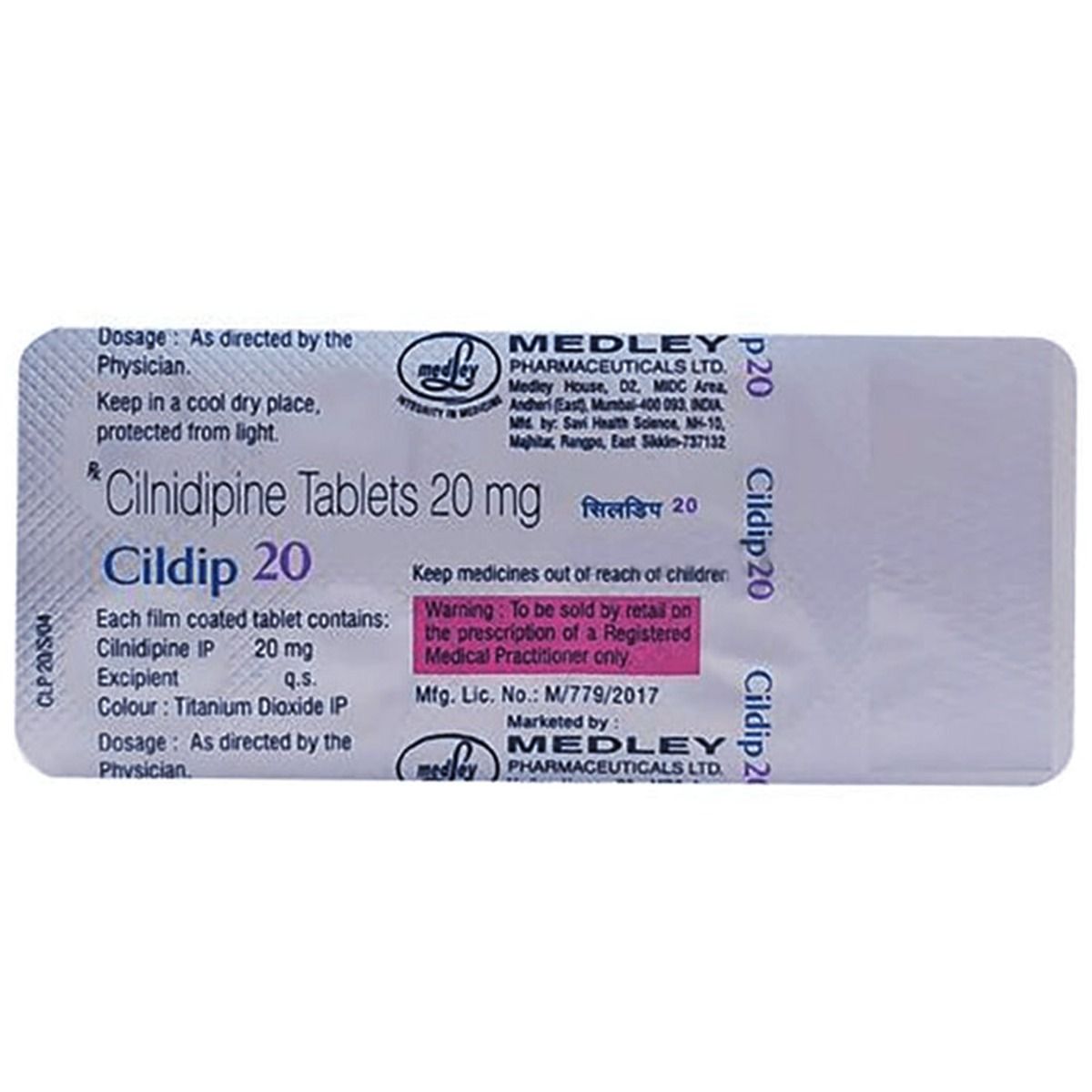 Cildip 20 Tablet 10's Price, Uses, Side Effects, Composition - Apollo ...