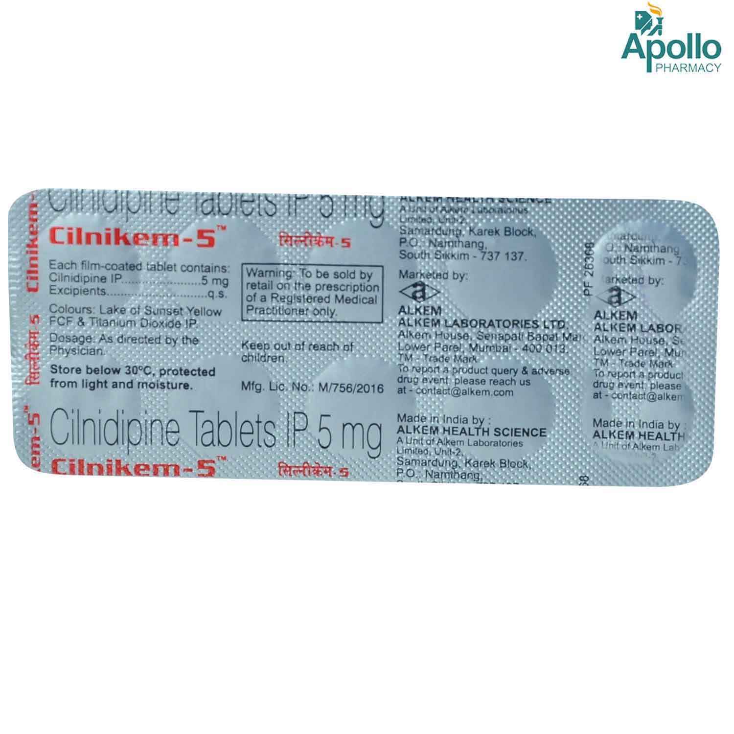 CILNIKEM 5MG TABLET Price, Uses, Side Effects, Composition - Apollo ...