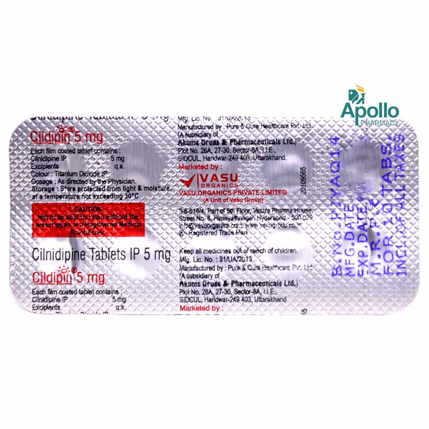 CILDIPIN 5MG TABLET Price, Uses, Side Effects, Composition - Apollo ...