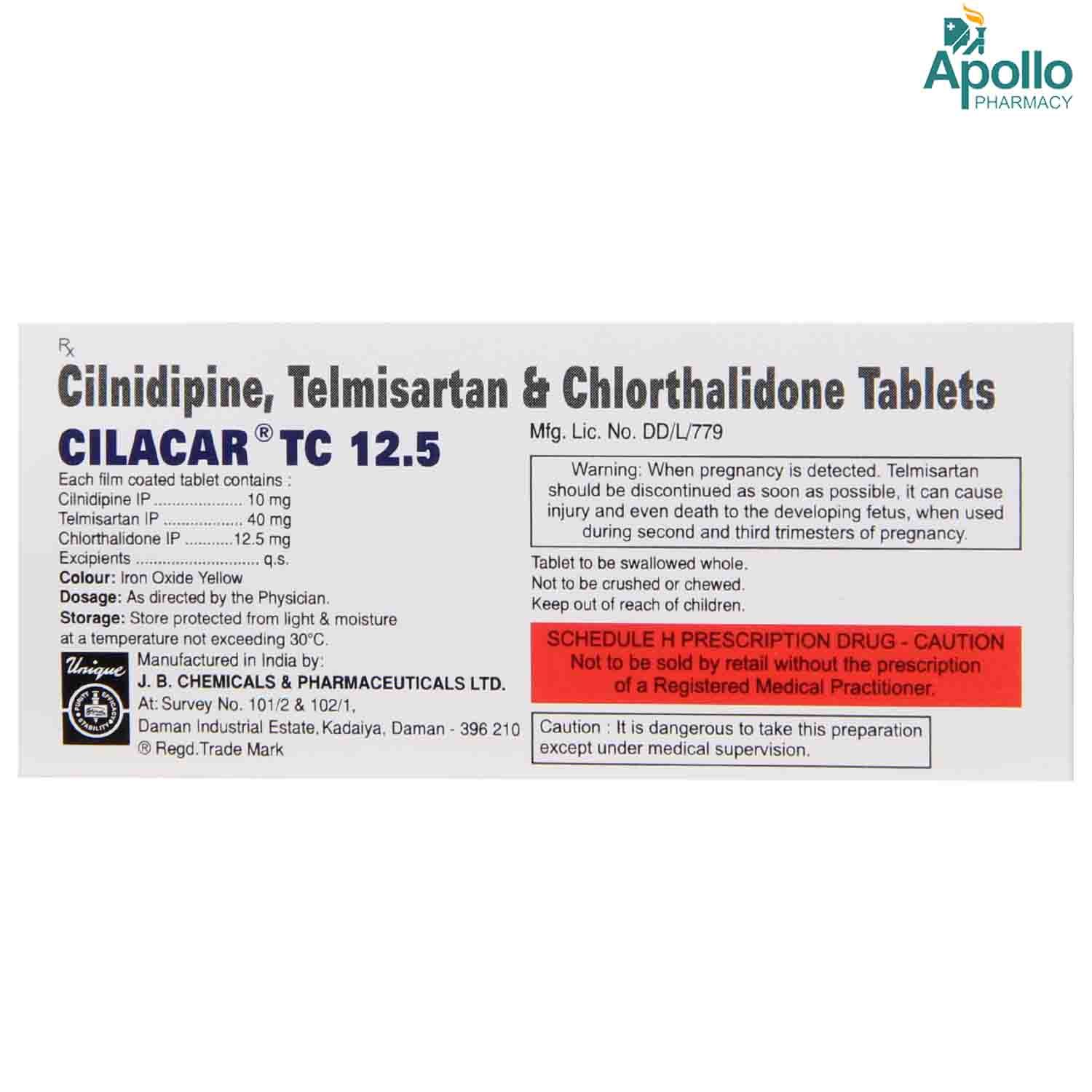 Cilacar TC 12.5 Tablet 10's Price, Uses, Side Effects, Composition ...