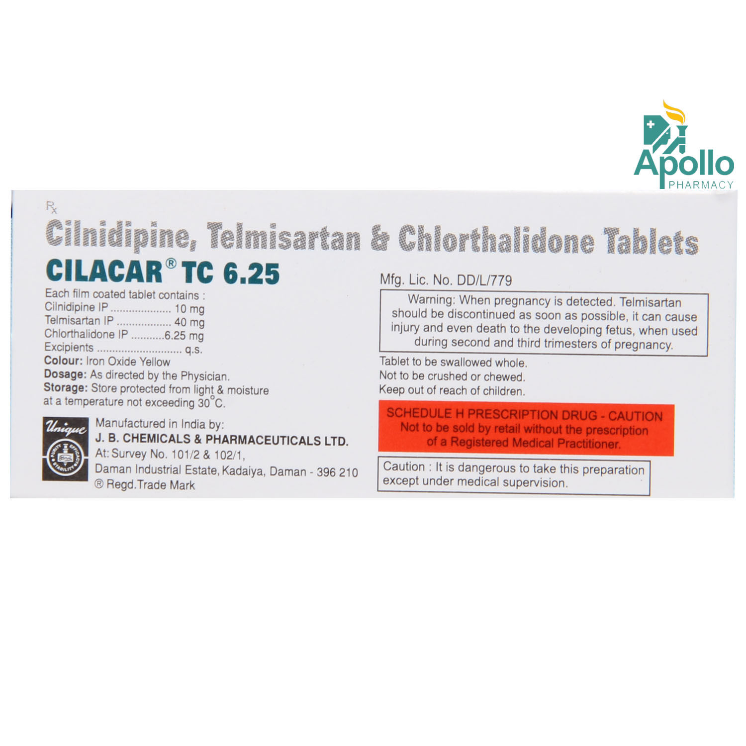 Cilacar TC 6.25 Tablet 10's Price, Uses, Side Effects, Composition - Apollo Pharmacy