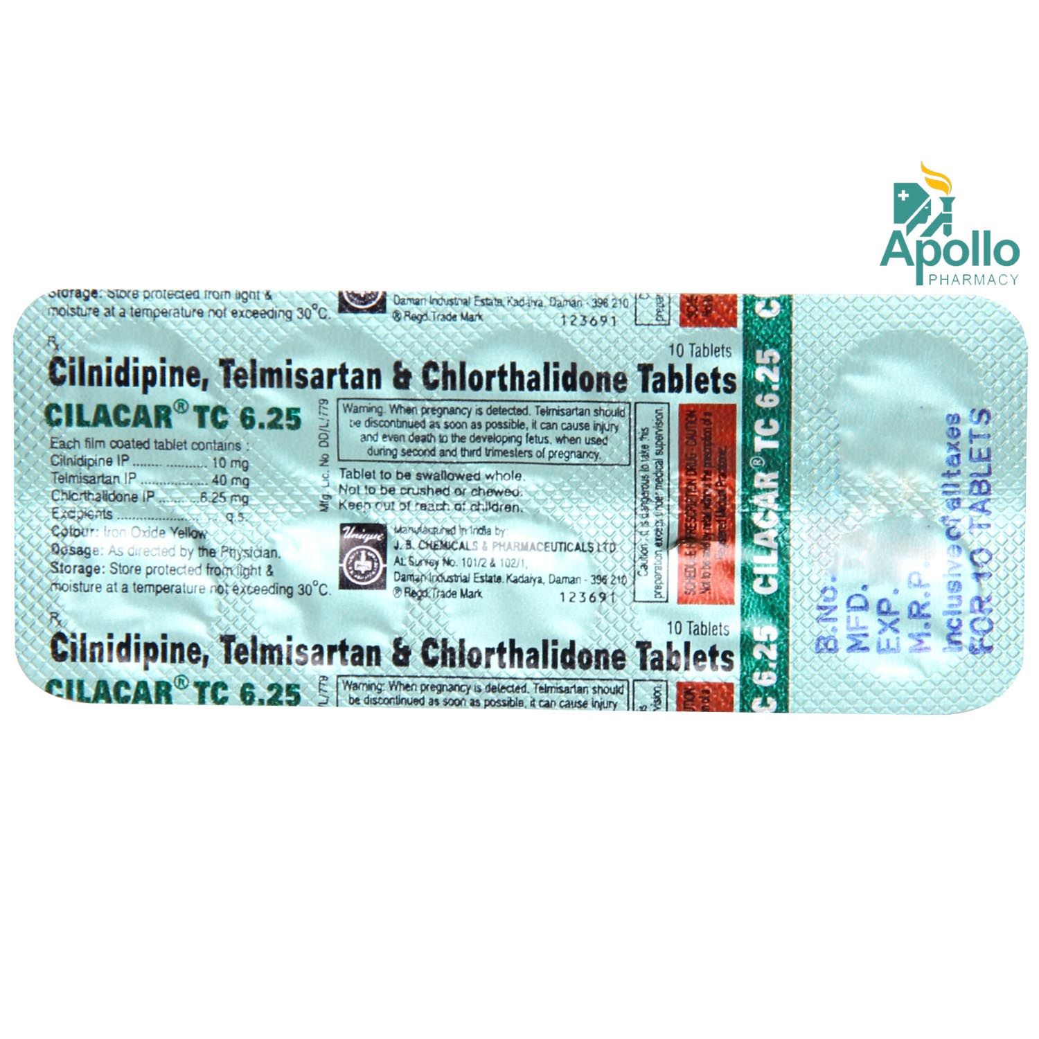 CILACAR TC 6.25MG TABLET 10'S Price, Uses, Side Effects, Composition ...