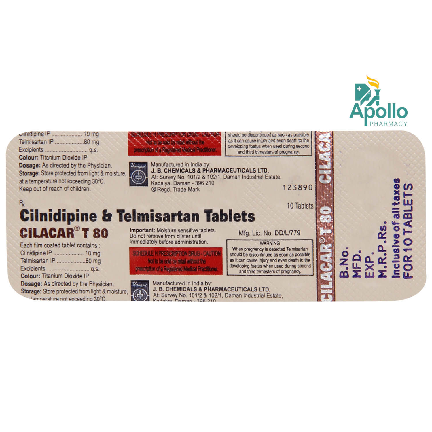 Cilacar T 80 Tablet 10's Price, Uses, Side Effects, Composition ...