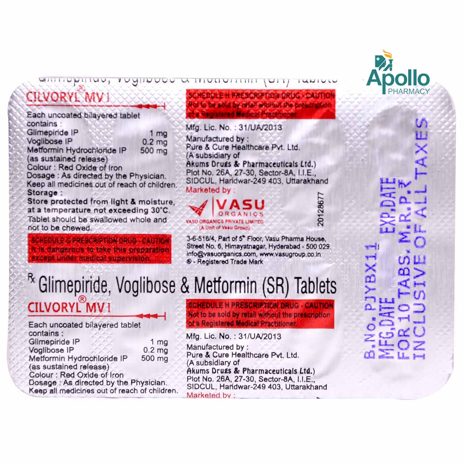 CILVORYL MV 1MG TABLET 10'S Price, Uses, Side Effects, Composition ...