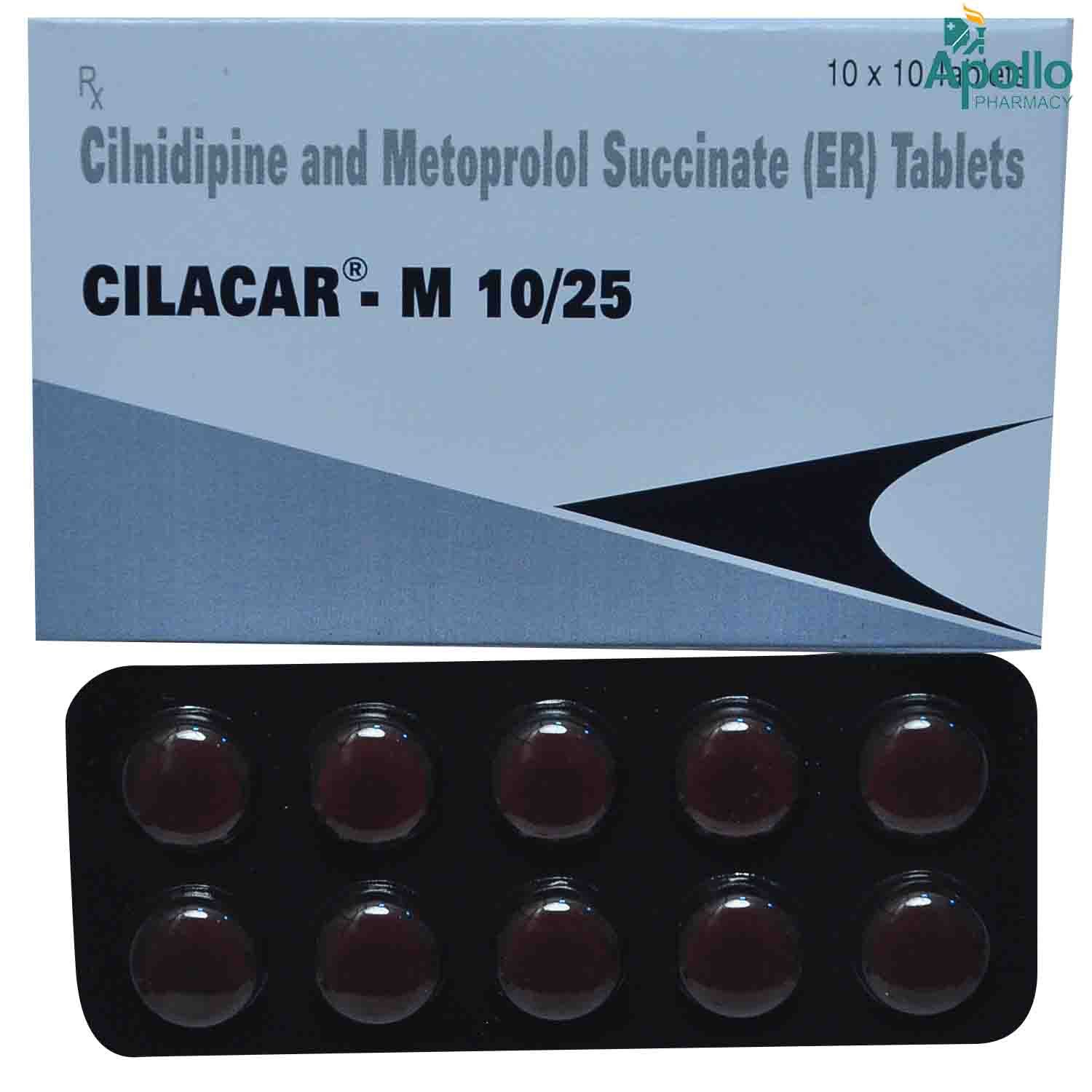CILACAR M 10/25MG TABLET 10'S Price, Uses, Side Effects, Composition ...