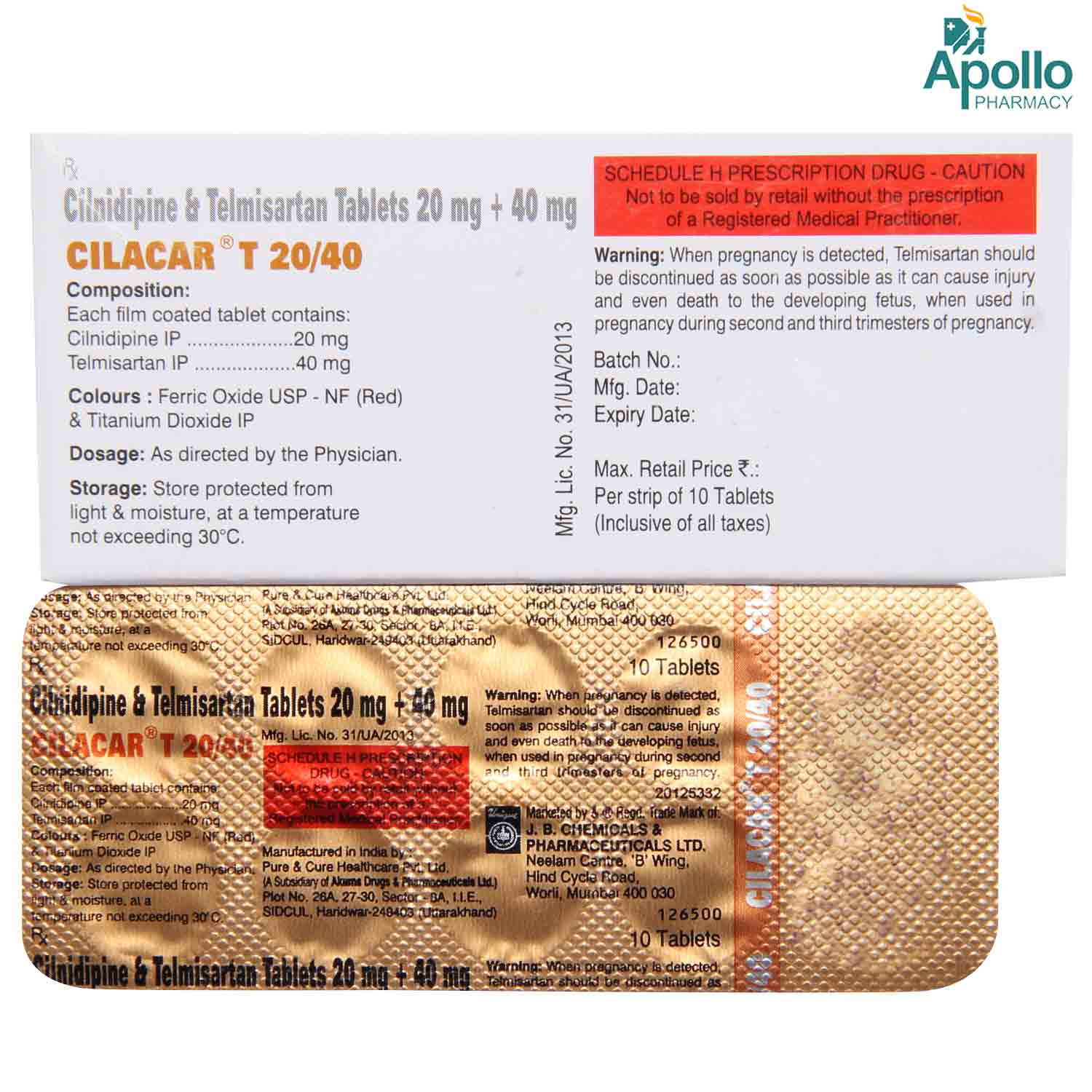 Cilacar T 20/40 Tablet 10's Price, Uses, Side Effects, Composition ...