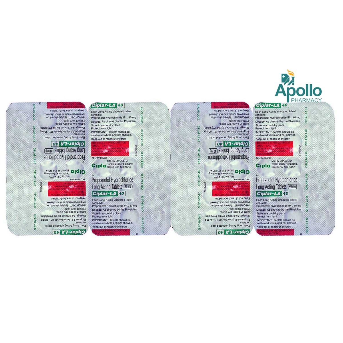 Ciplar-LA 40 Tablet 15's Price, Uses, Side Effects, Composition ...