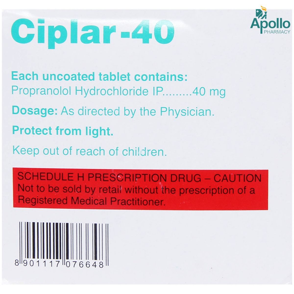 Ciplar-40 Tablet 15's Price, Uses, Side Effects, Composition - Apollo ...
