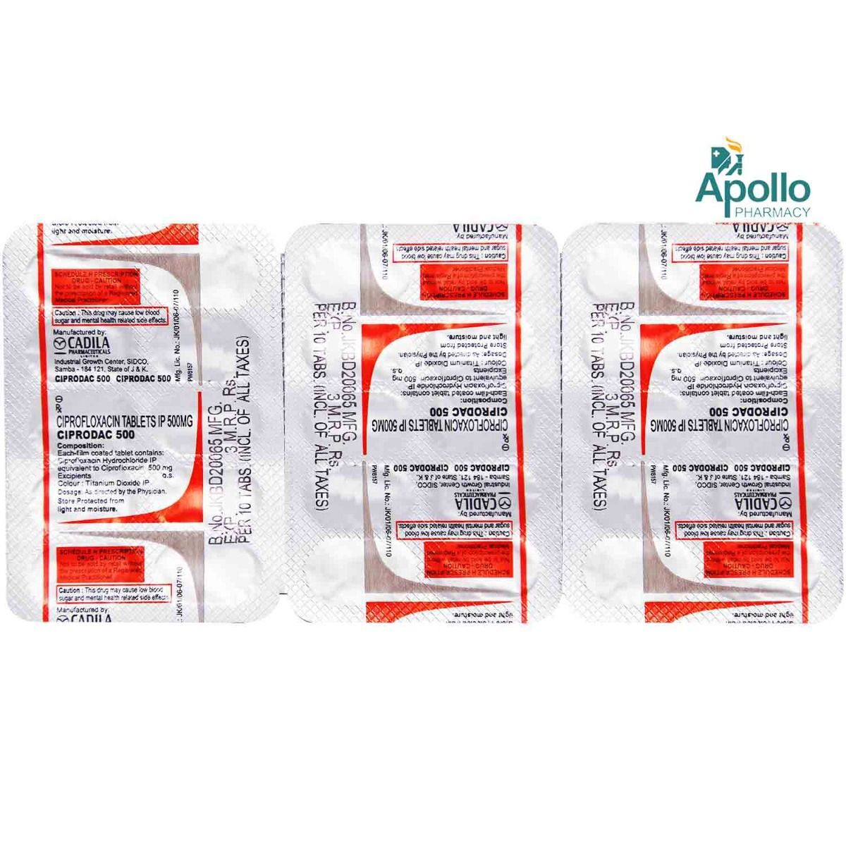 Ciprodac 500 Tablet 10's Price, Uses, Side Effects, Composition ...