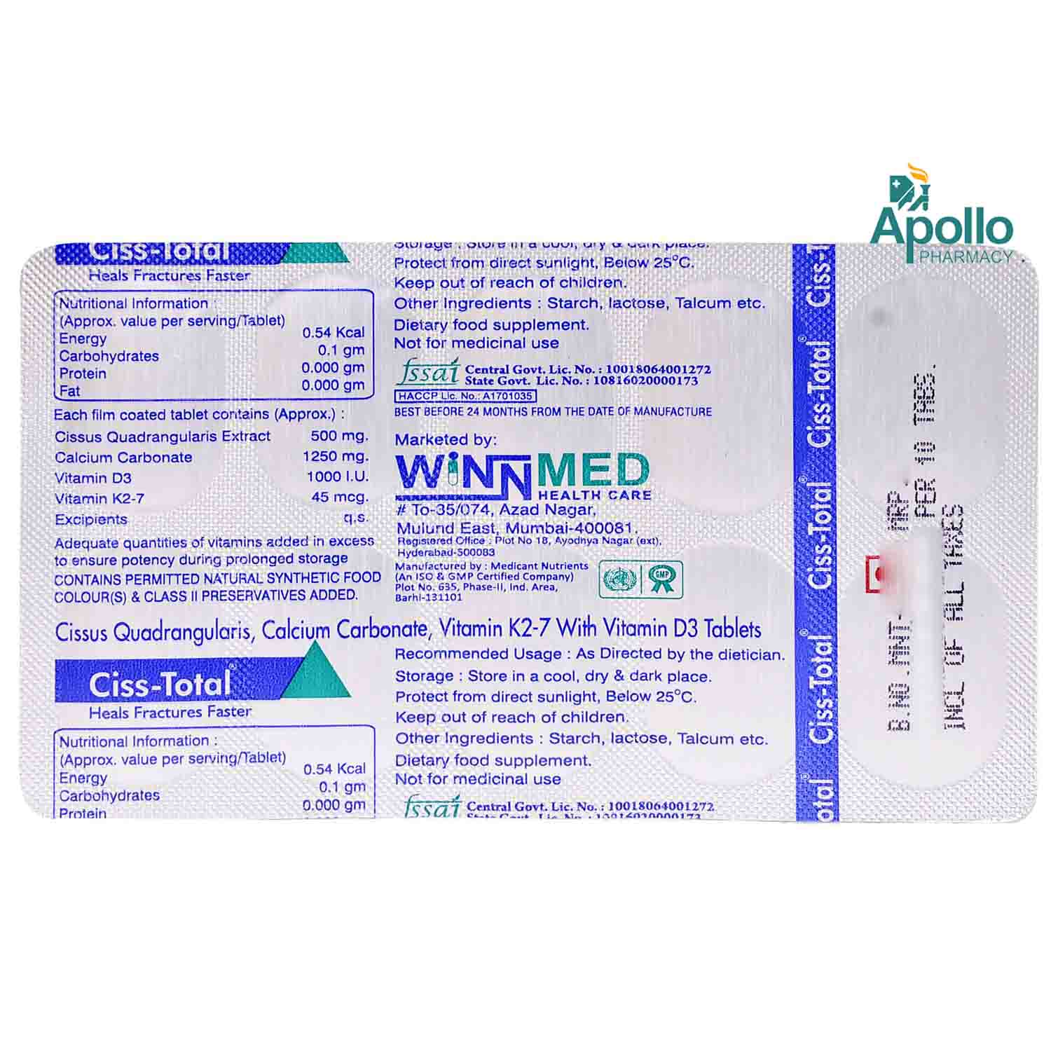 Ciss-Total Tablet 10s Price, Uses, Side Effects, Composition - Apollo ...