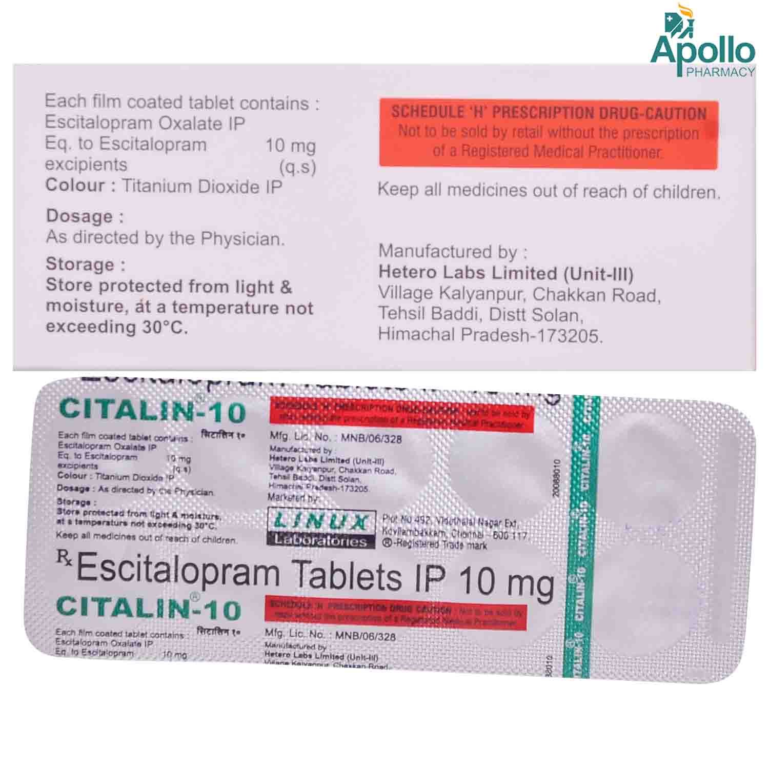 CITALIN 10MG TABLET Price, Uses, Side Effects, Composition - Apollo ...