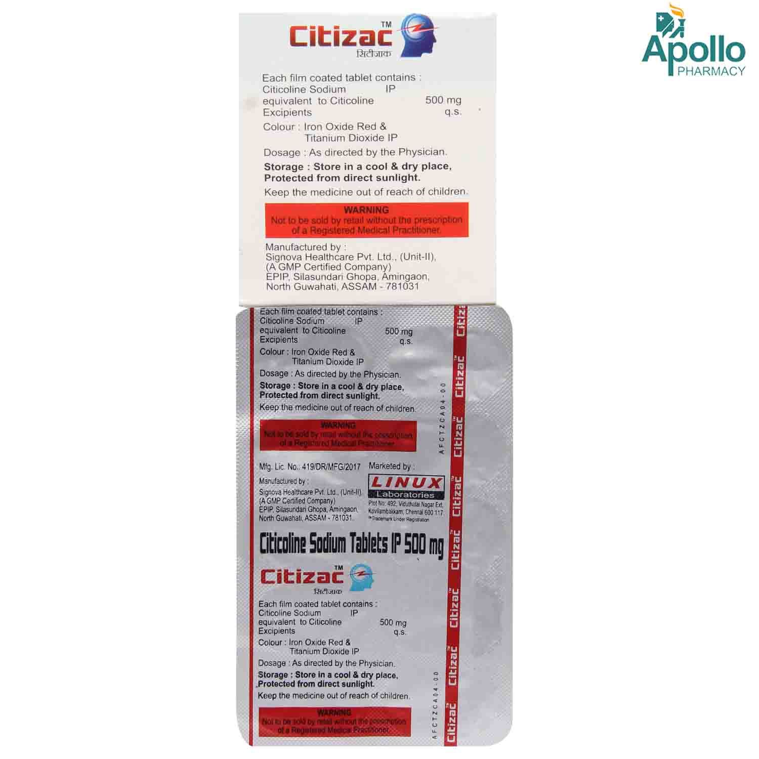 CITIZAC TABLET 10'S Price, Uses, Side Effects, Composition - Apollo ...