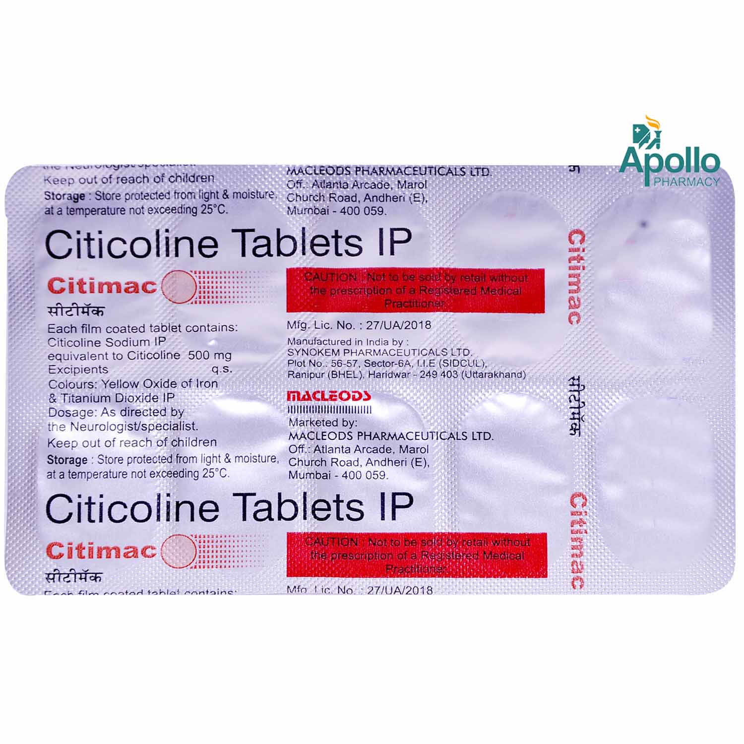 Citimac 500 Tablet 10's Price, Uses, Side Effects, Composition - Apollo ...