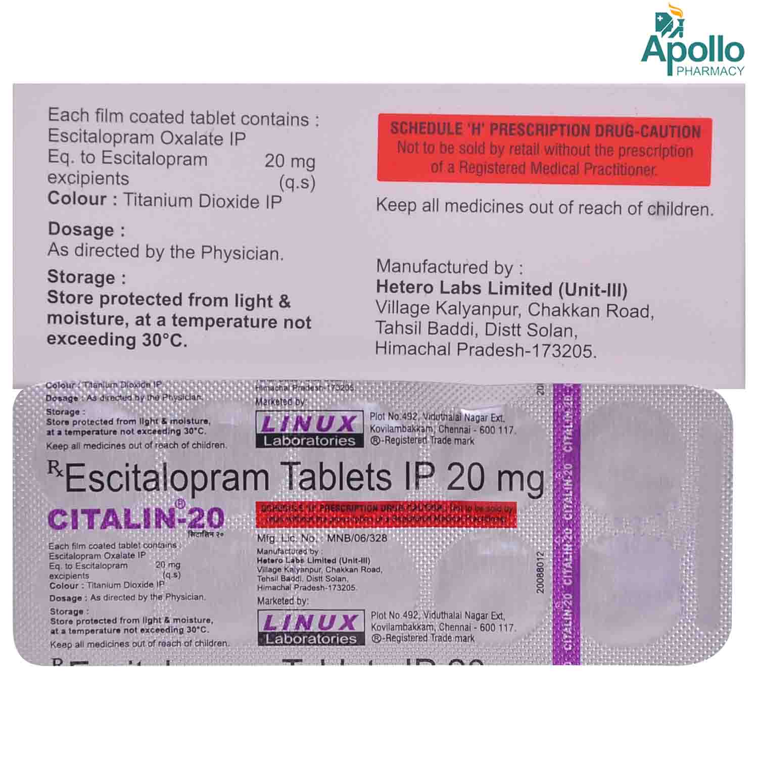 CITALIN 20MG TABLET Price, Uses, Side Effects, Composition - Apollo ...