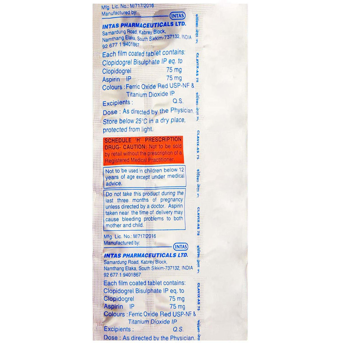 Clavix-AS 75 Tablet 15's Price, Uses, Side Effects, Composition ...