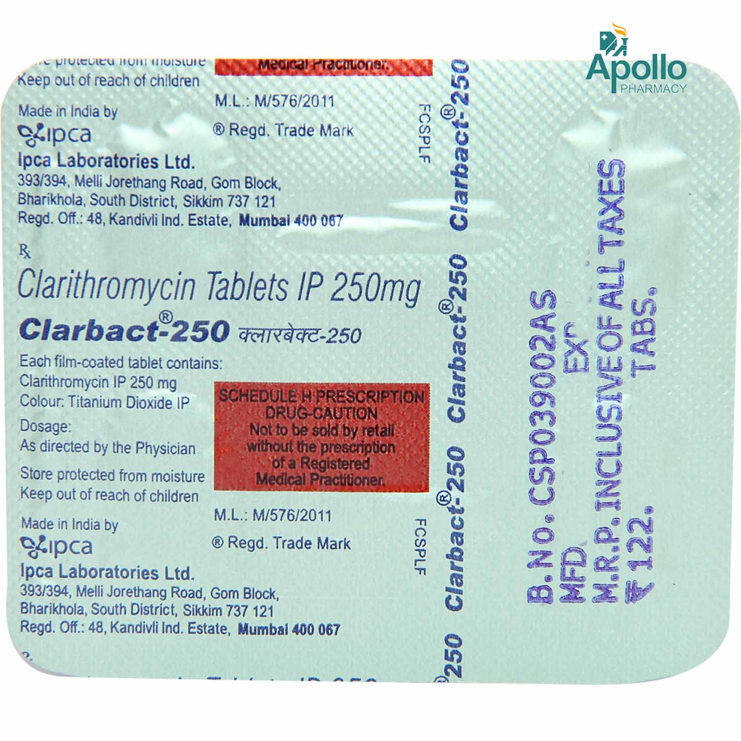 CLARBACT 250MG TABLET Price, Uses, Side Effects, Composition - Apollo ...