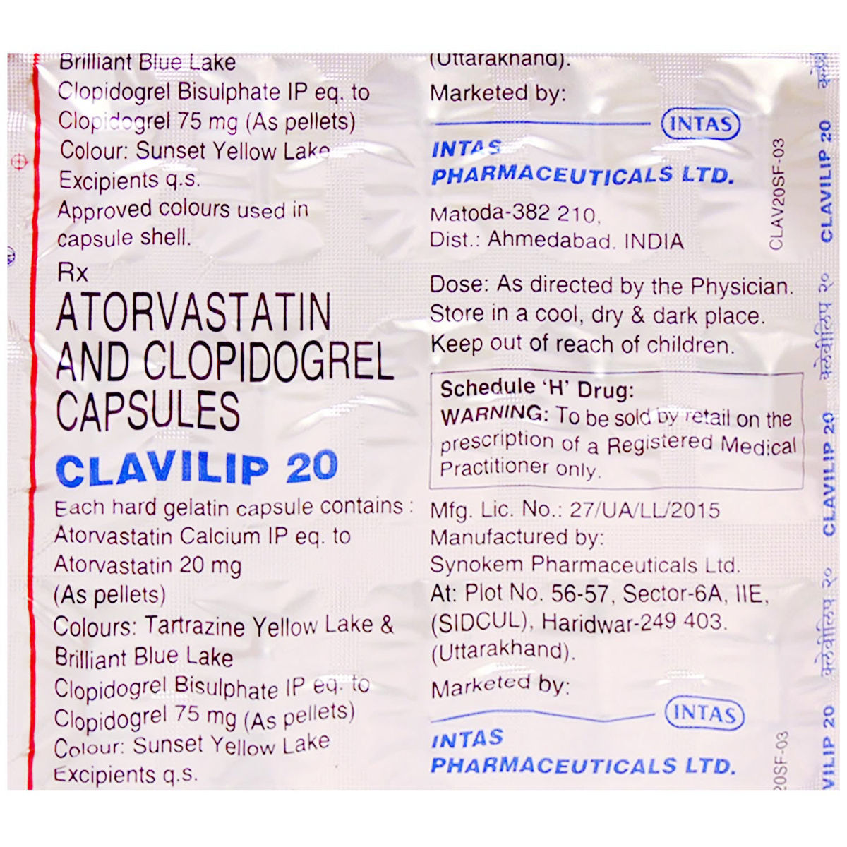 Clavilip 20 Capsule 15's Price, Uses, Side Effects, Composition ...