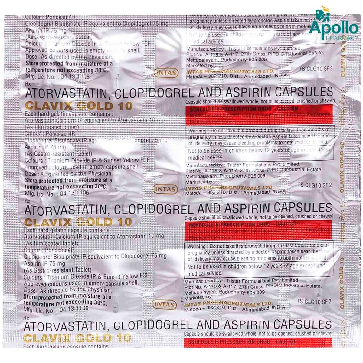 Clavix Gold-10 Capsule 15's Price, Uses, Side Effects, Composition ...