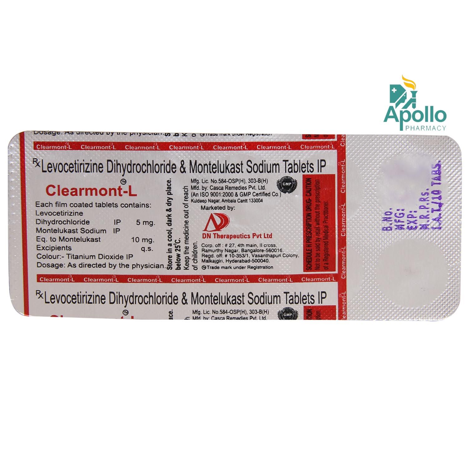 Clearmont-L Tablet 10's Price, Uses, Side Effects, Composition - Apollo ...