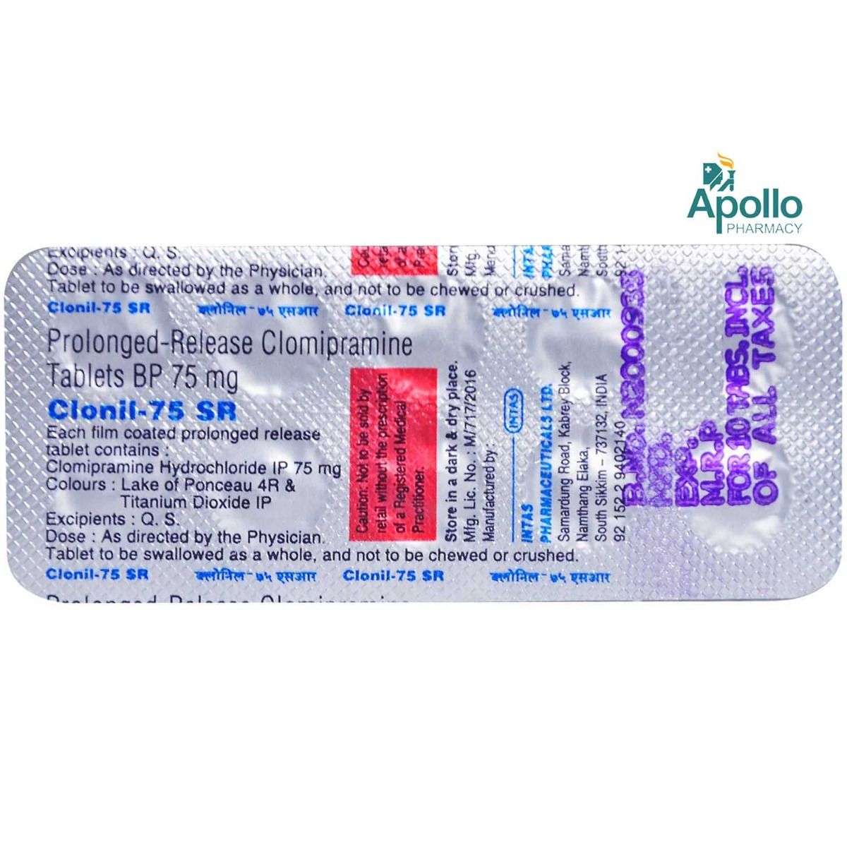 Clonil SR 75 Tablet 10's Price, Uses, Side Effects, Composition ...