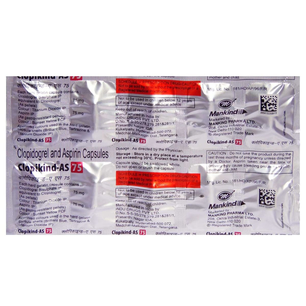 Clopikind-AS 75 Tablet 10's Price, Uses, Side Effects, Composition ...