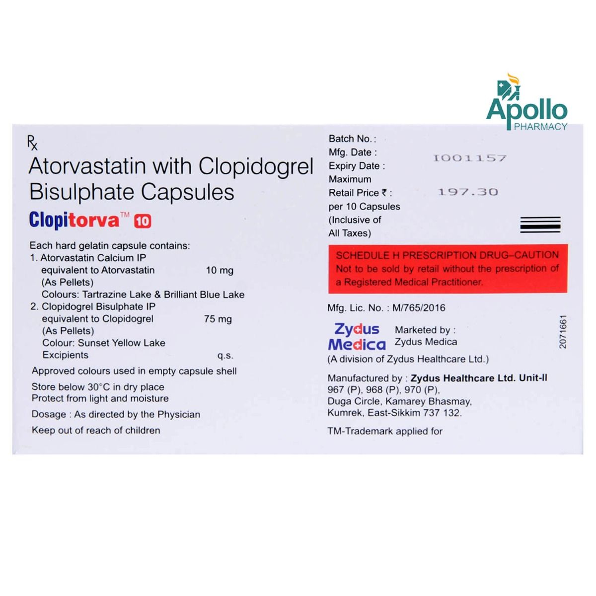 Clopitorva 10 Capsule 10's Price, Uses, Side Effects, Composition ...
