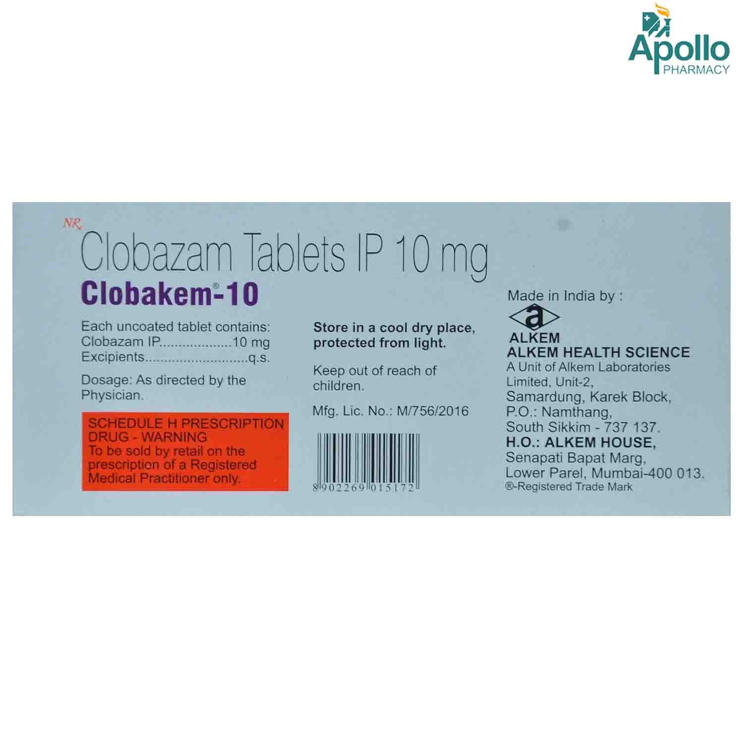 CLOBAKEM 10MG TABLET Price, Uses, Side Effects, Composition - Apollo ...