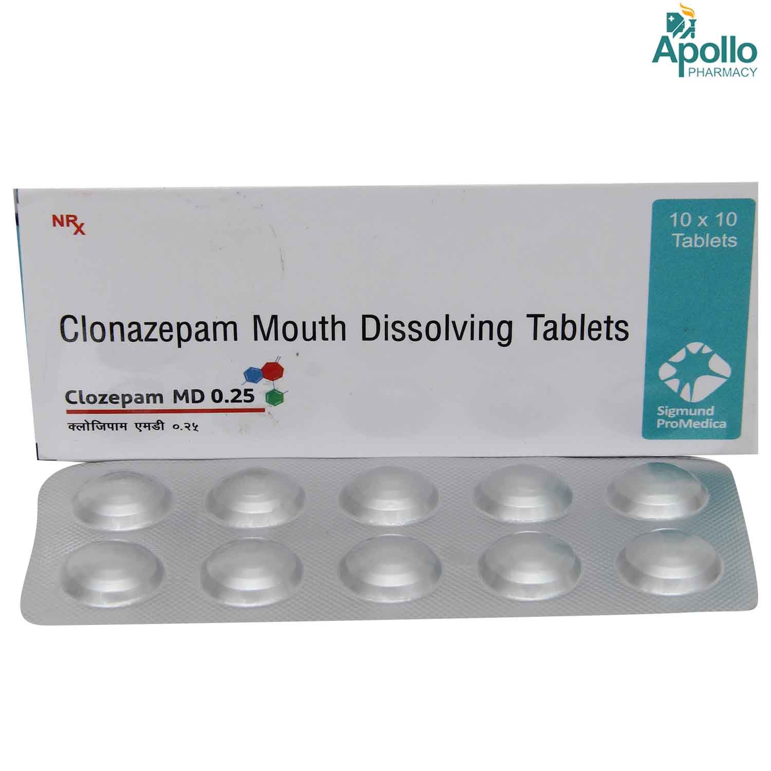 Clozepam MD 0.25 mg Tablet 10's Price, Uses, Side Effects, Composition ...