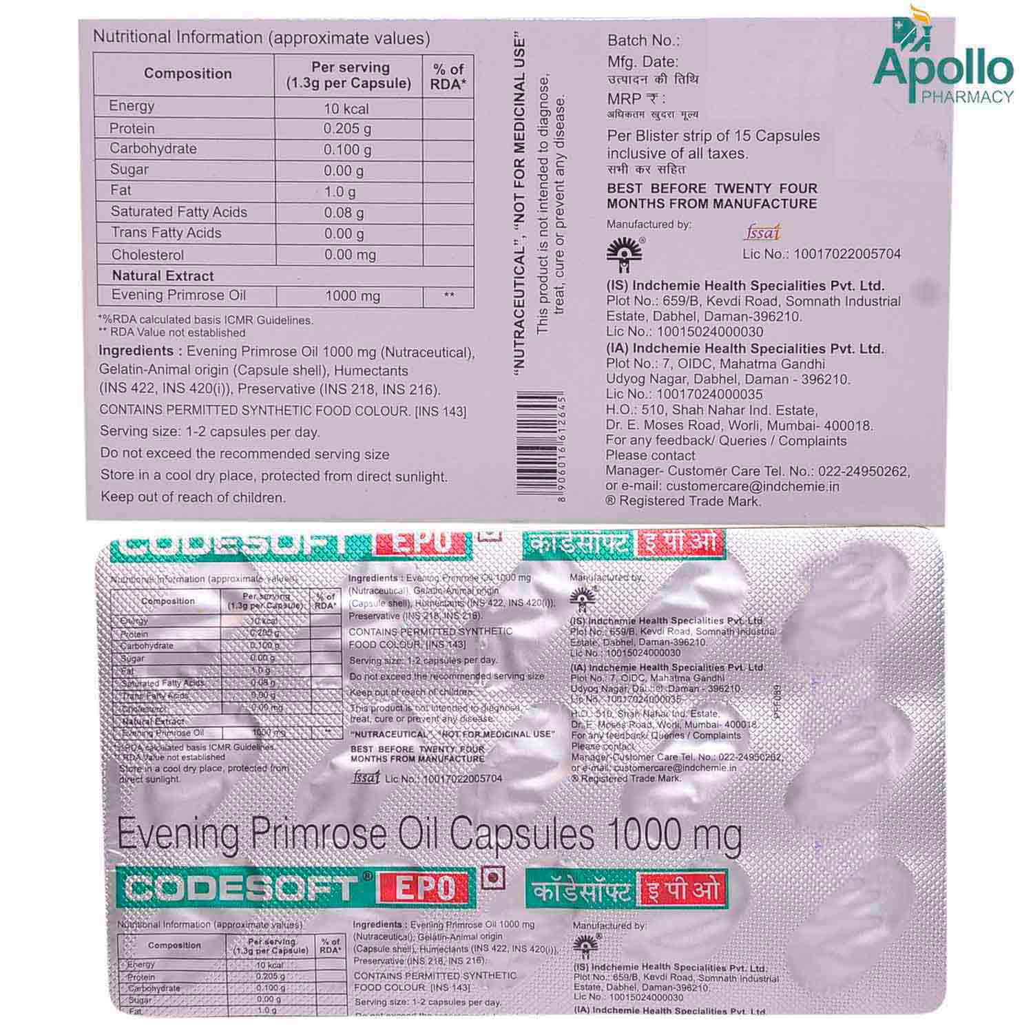 Codesoft EPO Capsule 15's Price, Uses, Side Effects, Composition ...
