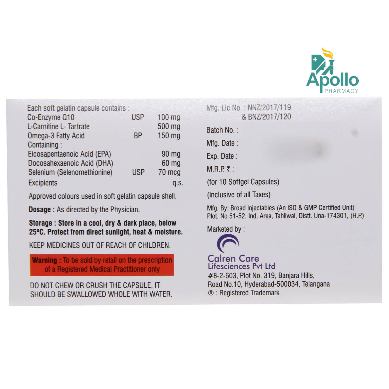 Coenzbio 10 Capsule 10's Price, Uses, Side Effects, Composition ...