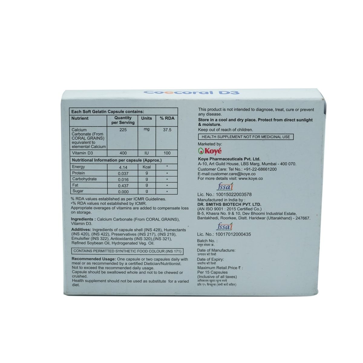 Coecoral D3 Capsule 15's Price, Uses, Side Effects, Composition ...